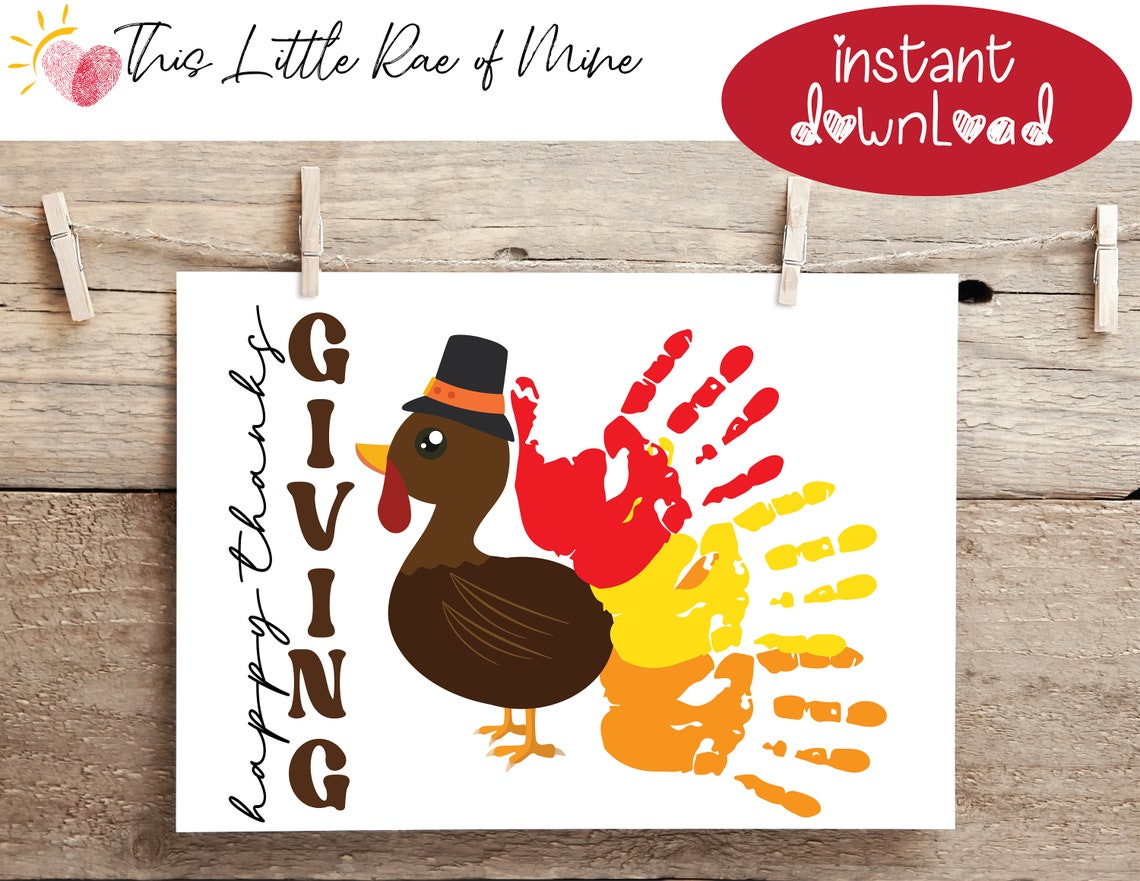 Happy Thanksgiving Turkey Feathers Handprint Art - Etsy