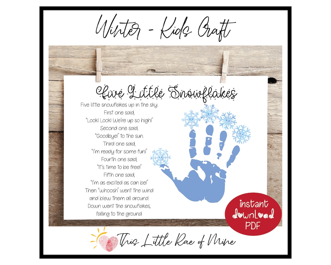 Five Little Snowflakes - Winter - Poem - Handprint Art Keepsake ...