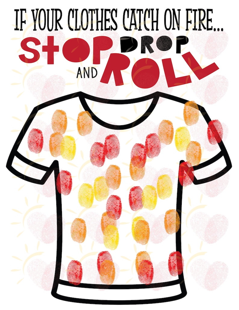 Stop Drop Roll Fingerprint Fire Fire Safety Prevention - Etsy