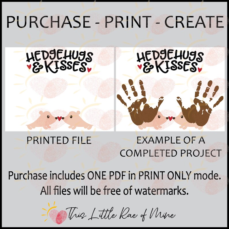 Hedgehugs & Kisses - Hedgehog - Valentine's Day - Printable - Handprint ...