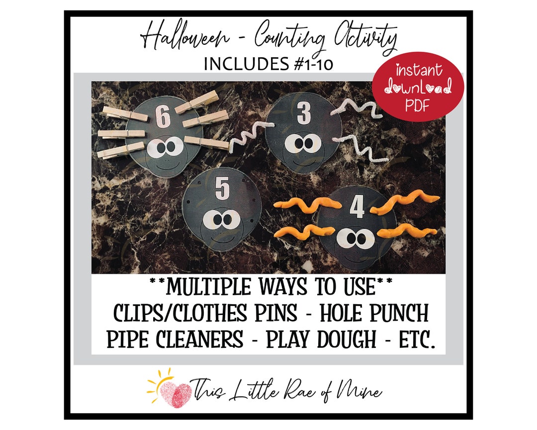 Spider - Counting Clip Cards - Numbers 1-10 - Halloween - Printable ...