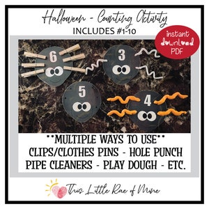 Spider - Counting Clip Cards - Numbers 1-10 - Halloween - Printable ...