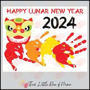 Lunar New Year Chinese New Year Dragon Handprint Art Printable DIY Kid ...