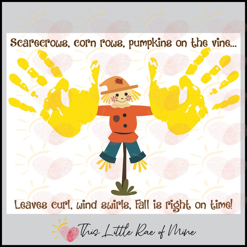Scarecrow - Autumn Leaves - Pumpkins - Fall - Handprint Art - Keepsake ...