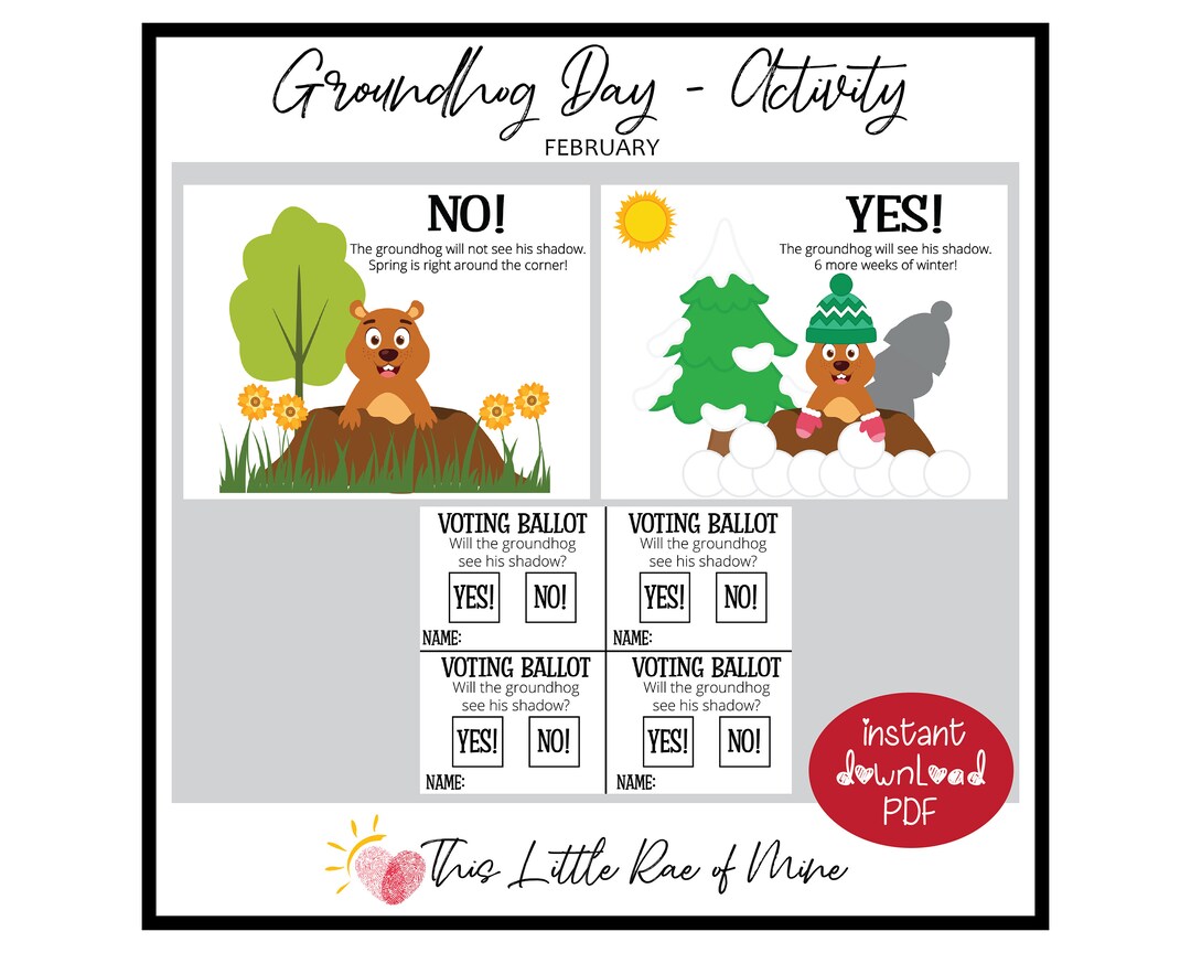 Groundhog Day Voting Spring Winter Printable Kids Activity School ...