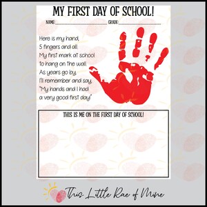 First Day of School - Back to School - Printable - Handprint Art ...