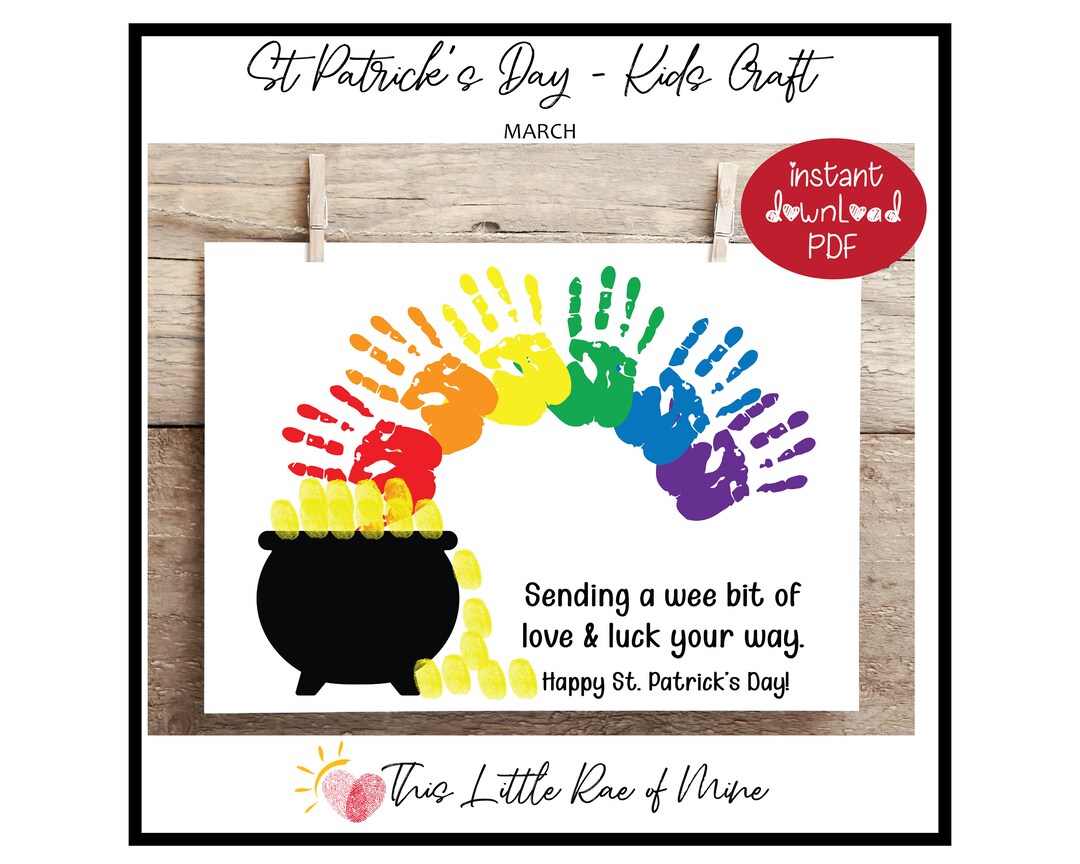 Rainbow - Pot of Gold - St Patrick's Day Printable - Handprint Art ...