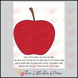 Little Apple - First Day of School – Handprint Art - Printable ...