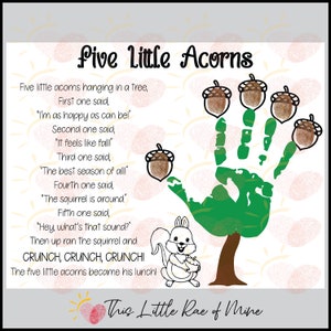 Five Little Acorns - Handprint Art - Fingerprint - Keepsake Printable ...