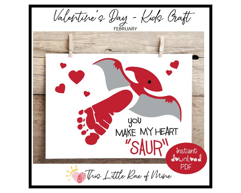 You Make My Heart Saur Dinosaur Valentine's Day - Etsy