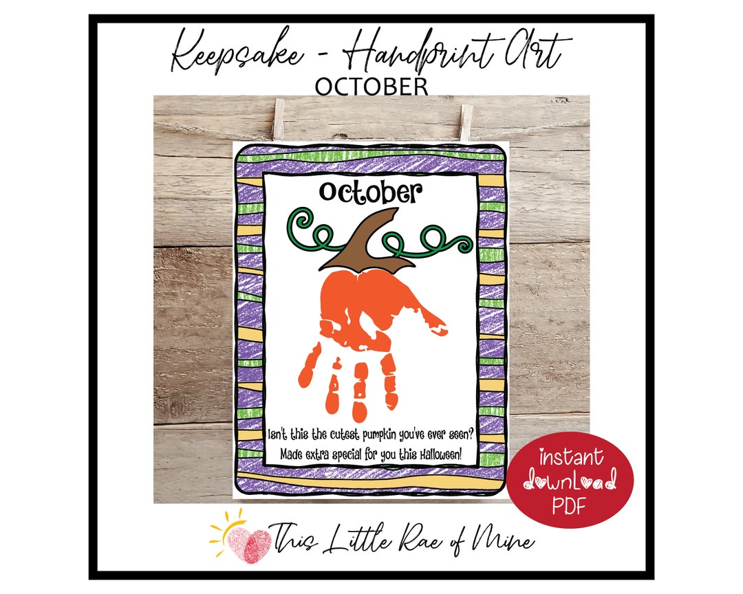 October - Pumpkin - Handprint Art - Keepsake Printable - DIY Kid Craft ...