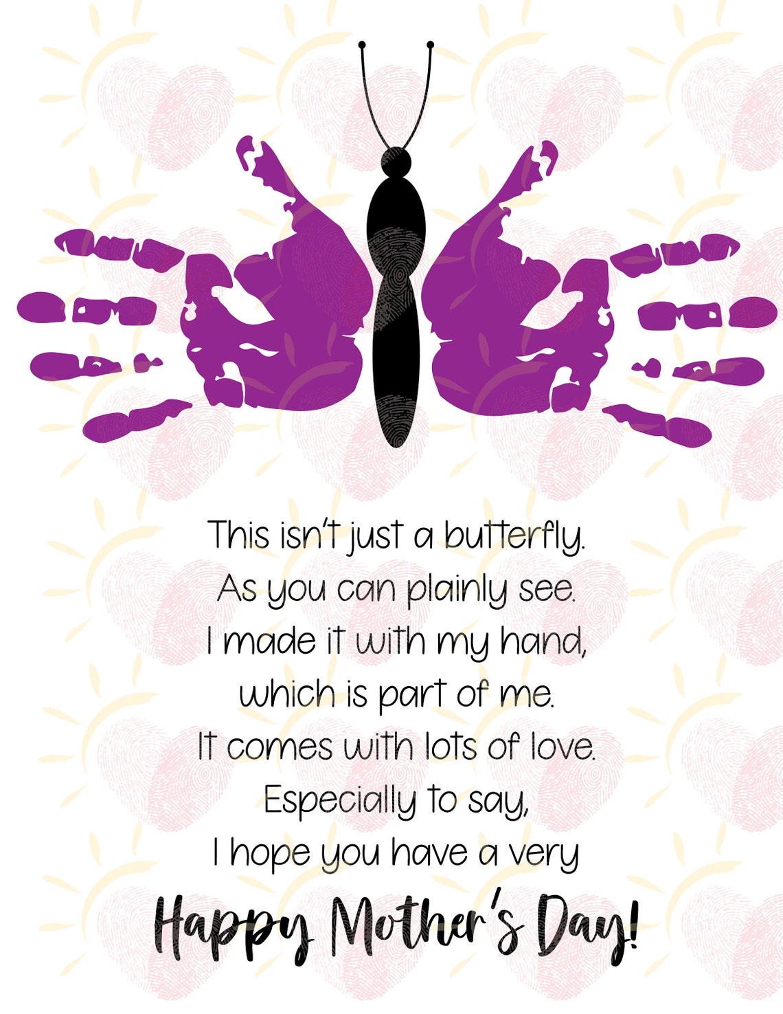 Butterfly Mother's Day Handprint Art Gift - Etsy