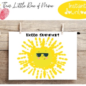 Hello Summer Sun Sun Rays Handprint Art Summer Fun - Etsy