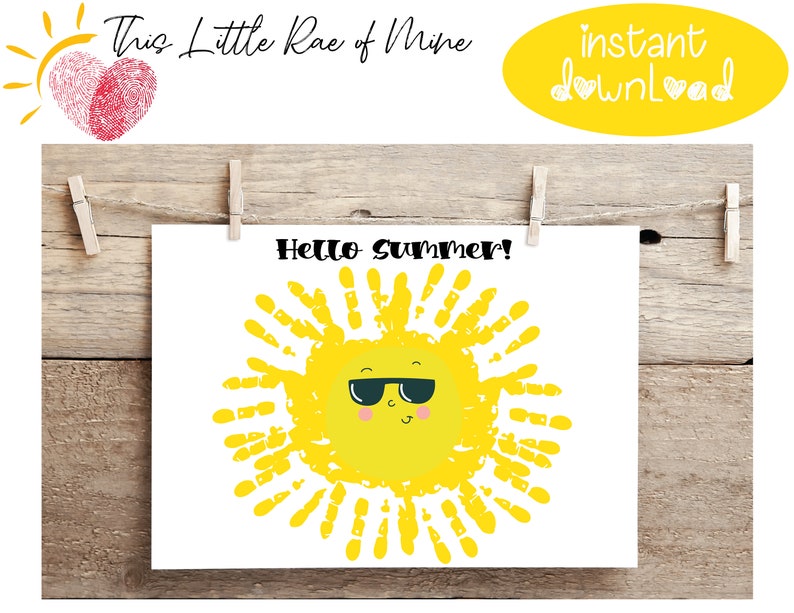 Hello Summer Sun Sun Rays Handprint Art Summer Fun - Etsy