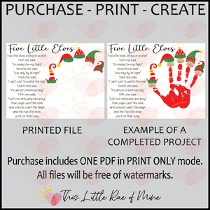 Five Little Elves - Christmas - Elf Shelf - Poem - Handprint Art ...
