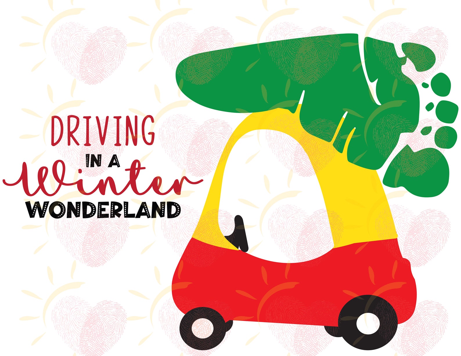 Driving in a Winter Wonderland Footprint Tree Christmas - Etsy