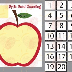 Apple Seed Counting Mat Numbers 1-20 Autumn Fall - Etsy