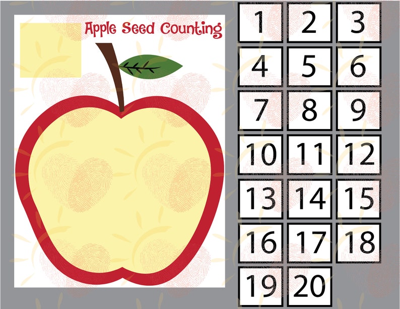 Apple Seed Counting Mat Numbers 1-20 Autumn Fall - Etsy