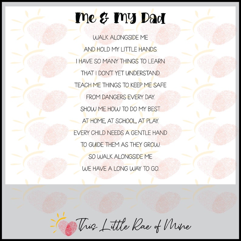 Me & My Dad Happy Father's Day Poem Printable - Etsy