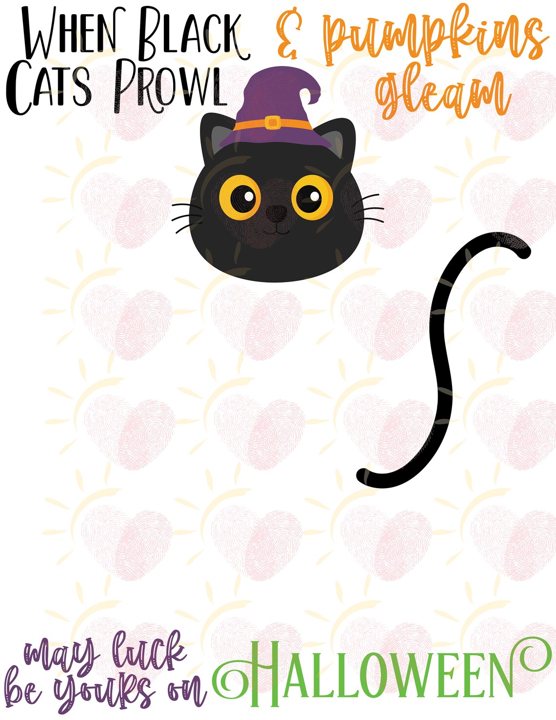 Black Cats Prowl Pumpkin Halloween Footprint October - Etsy