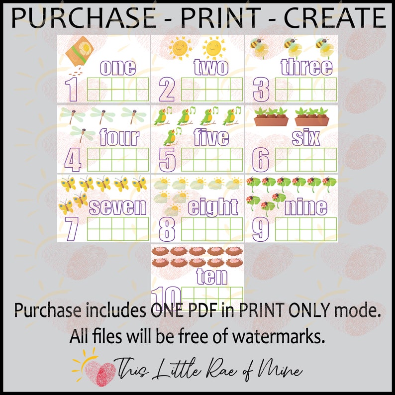 Spring - 10 Frame - Play Dough - Counting Mat - Printable - Math ...