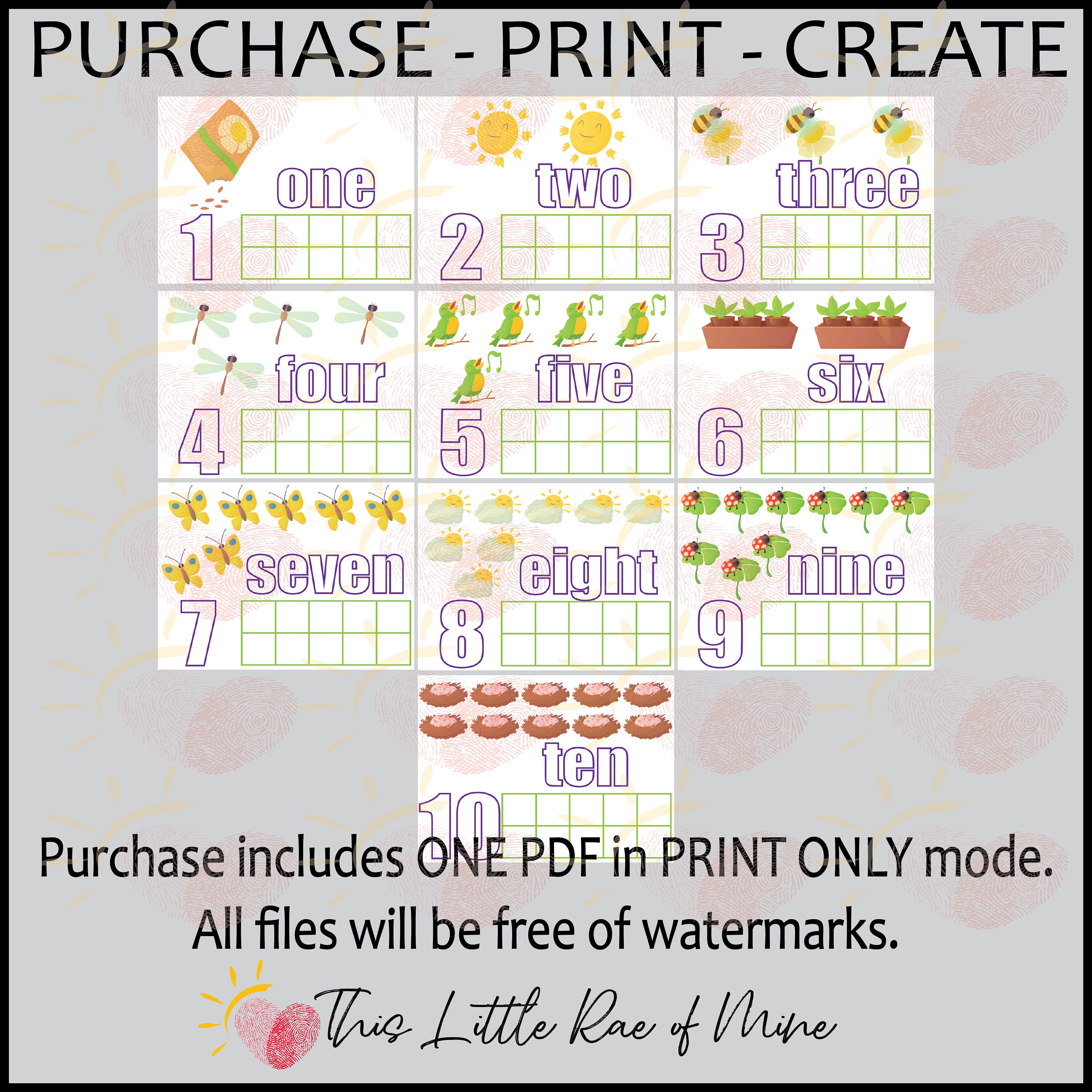 Spring 10 Frame Play Dough Counting Mat Printable - Etsy