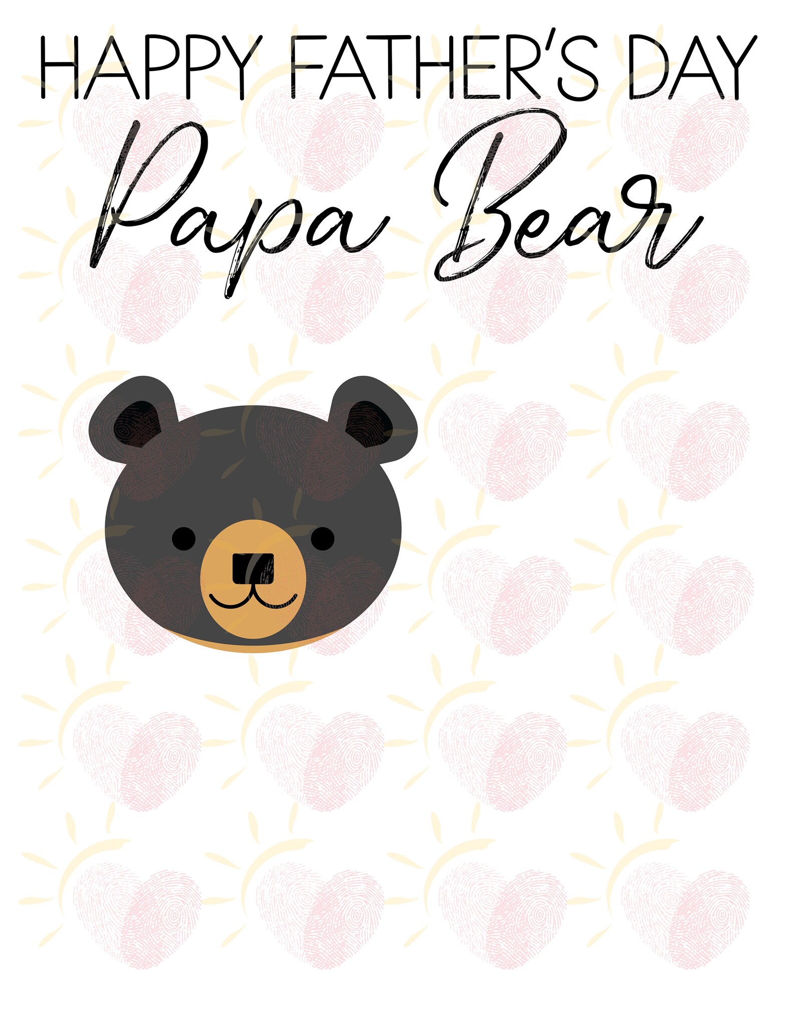 Papa Bear Father's Day Handprint Art Printable - Etsy