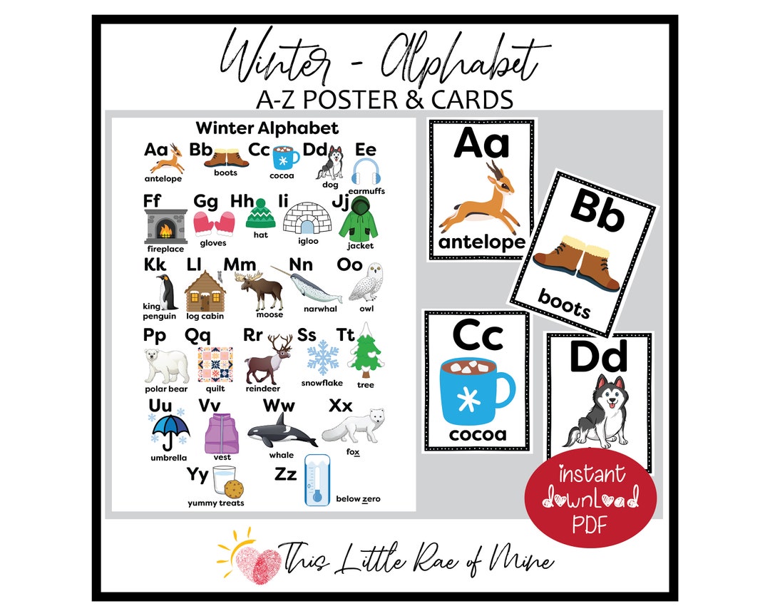 Winter - Alphabet Poster and Cards - Printable - Classroom Decor - ABC ...