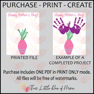 Flowers - Mother's Day - Handprint Art - Handmade Gift - Printable ...