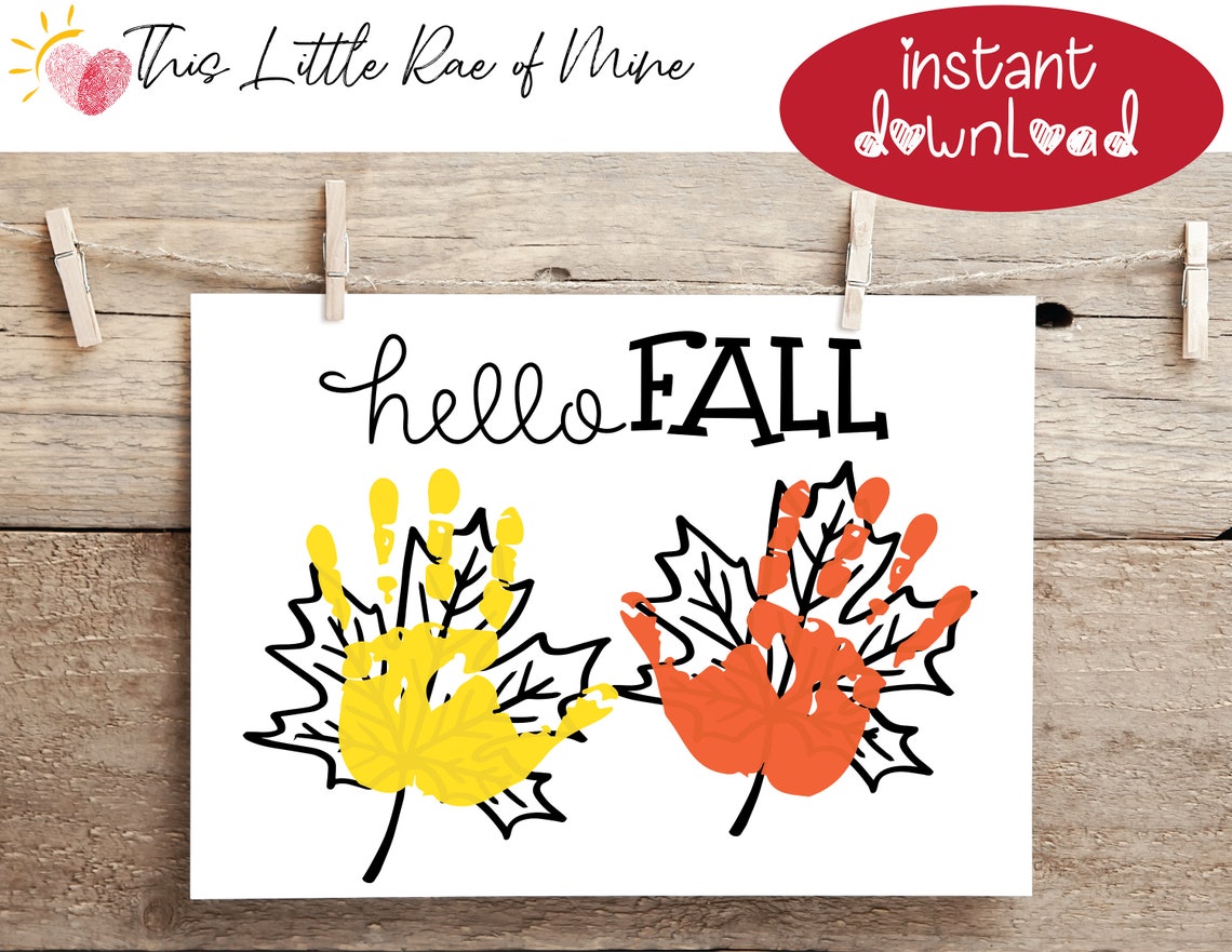 Hello Fall Handprint Art Leaves Leaf Keepsake Fall - Etsy
