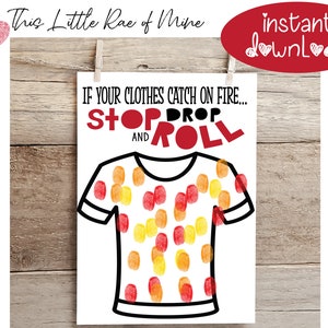 Stop Drop Roll Fingerprint Fire Fire Safety Prevention - Etsy