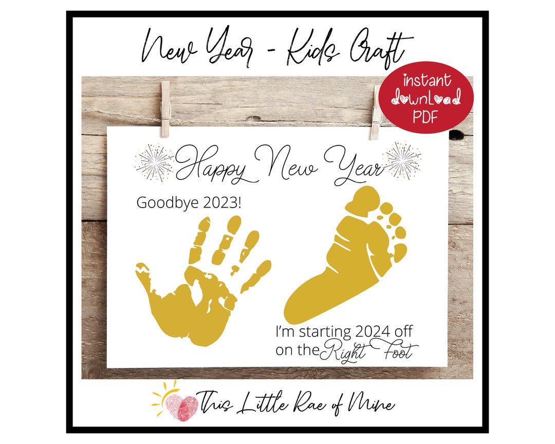 Happy New Year Stepping Into 2024 Footprint Handprint - Etsy