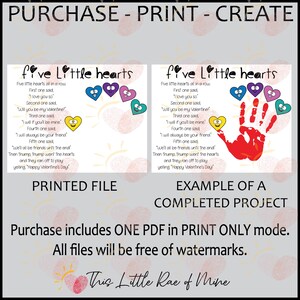 Five Little Hearts - Valentine's Day - Poem - Handprint Art - Keepsake ...