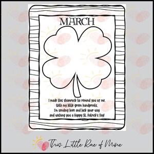March - Shamrock - Handprint Art Keepsake - Printable - DIY Kid Craft ...