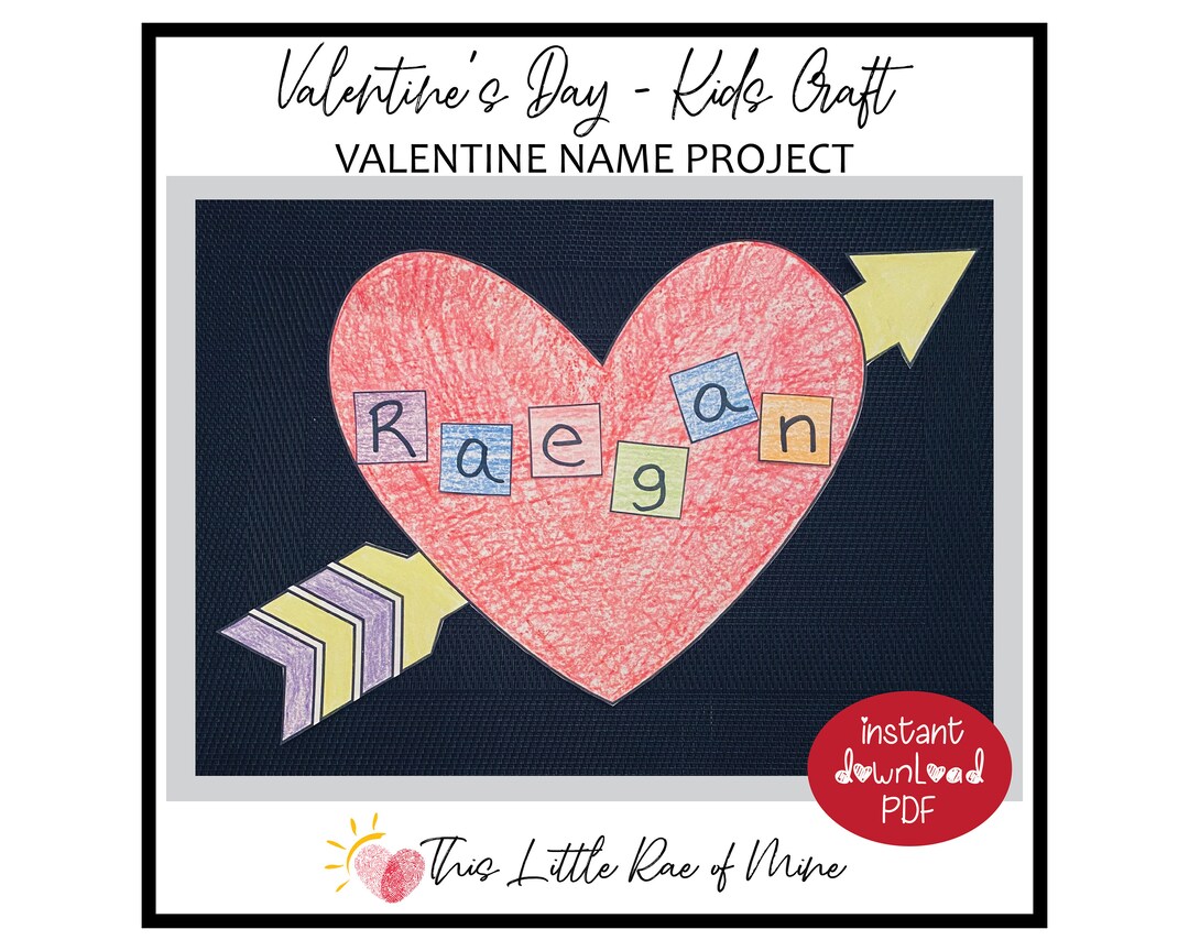 Valentine Name Craft - Printable - Name Recognition - Fine Motor Skills ...
