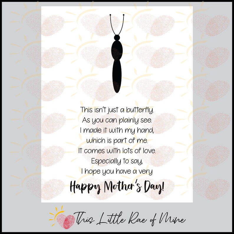 Butterfly - Mother's Day - Handprint Art - Gift - Printable - Handprint ...