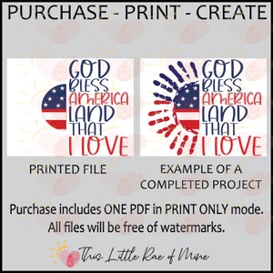 God Bless America Flag USA Kid Craft Patriotic Flower Memorial Day ...