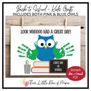 Owl - First Day of School – Handprint Art - Keepsake – DIY Kid Craft ...