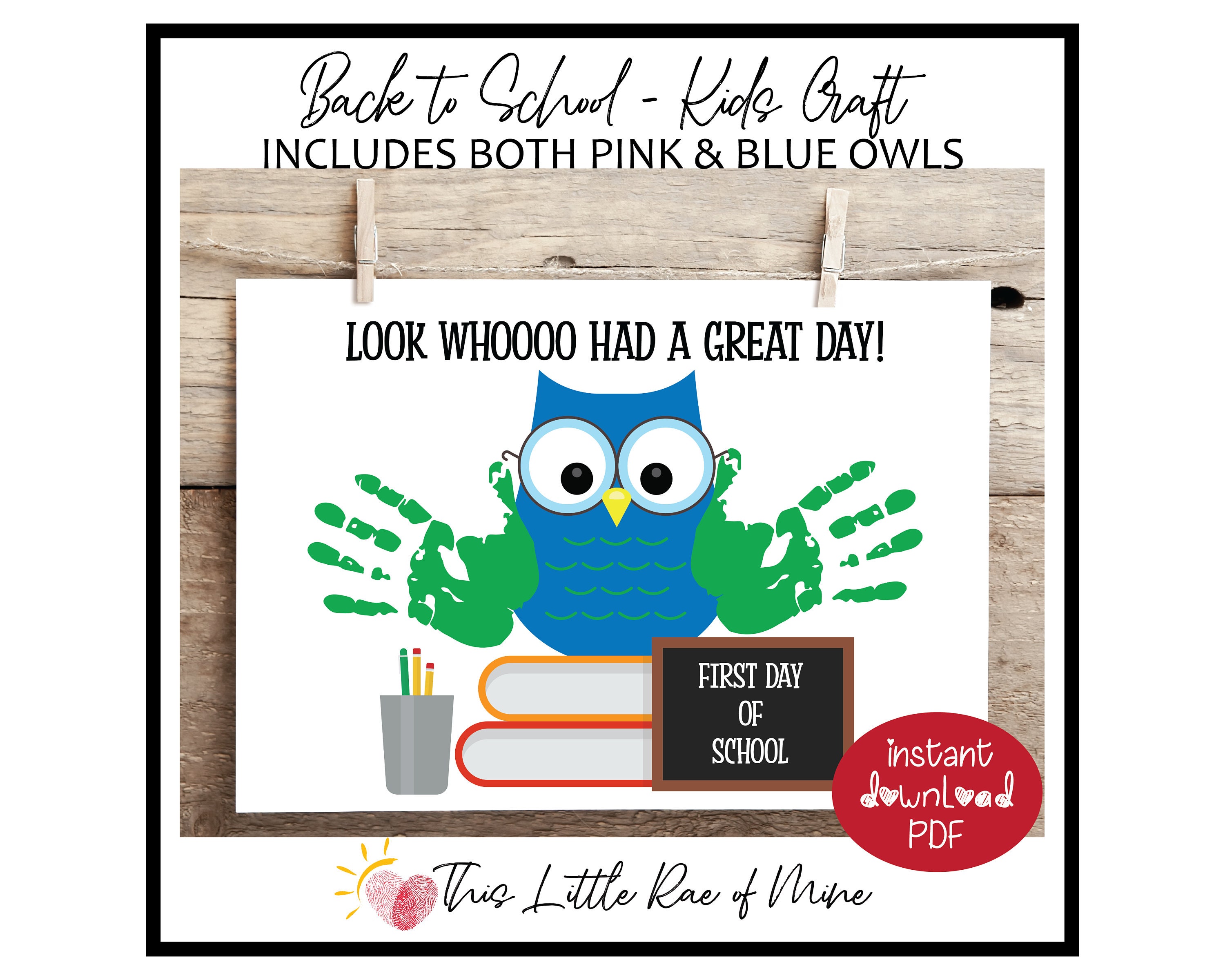 Owl First Day of School Handprint Art Keepsake DIY Kid - Etsy