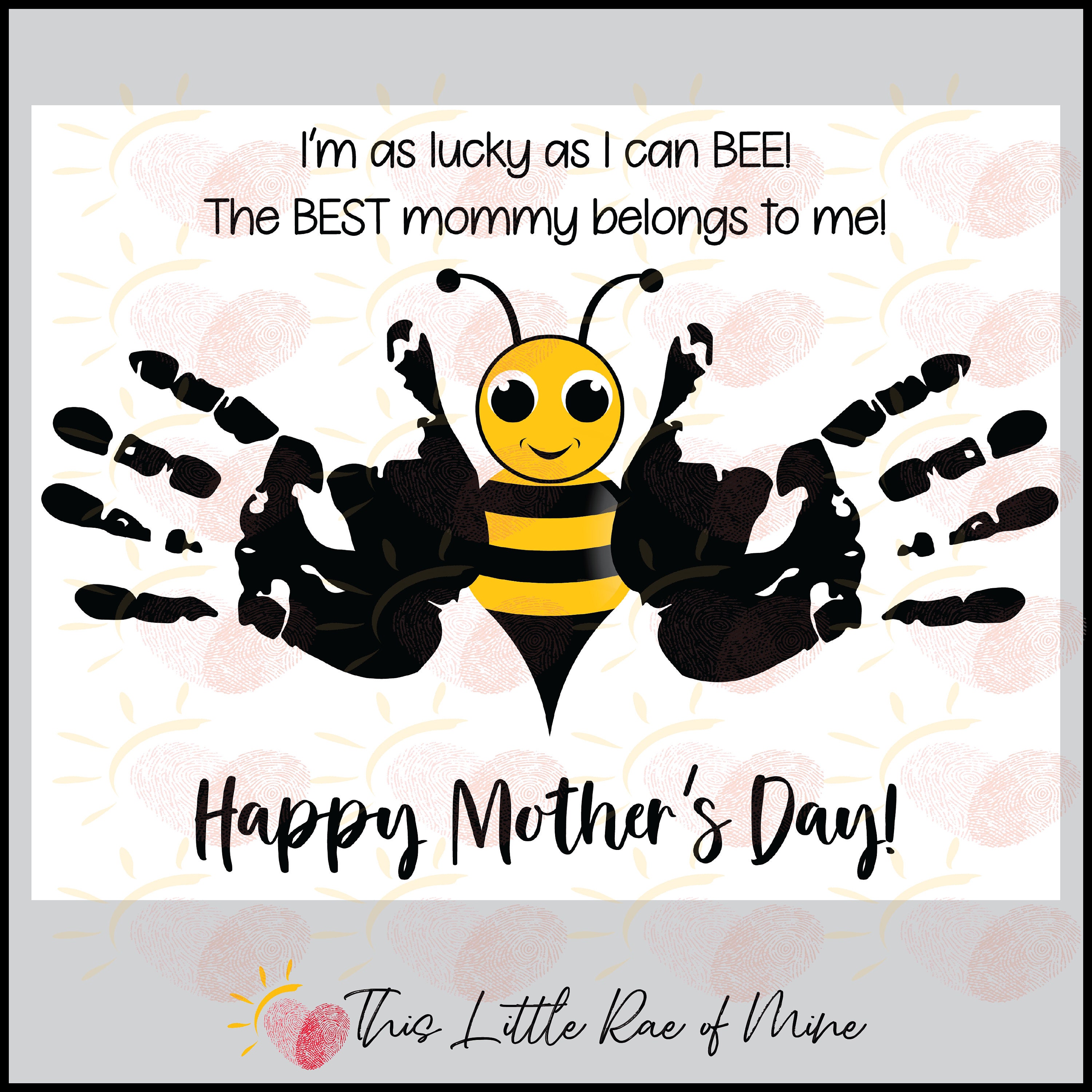 Lucky as Can Bee Mother's Day Handprint Art Gift - Etsy