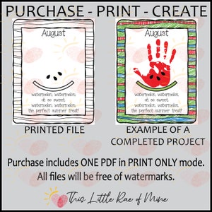 August - Watermelon Handprint Art Keepsake - Printable - DIY Kid Craft ...