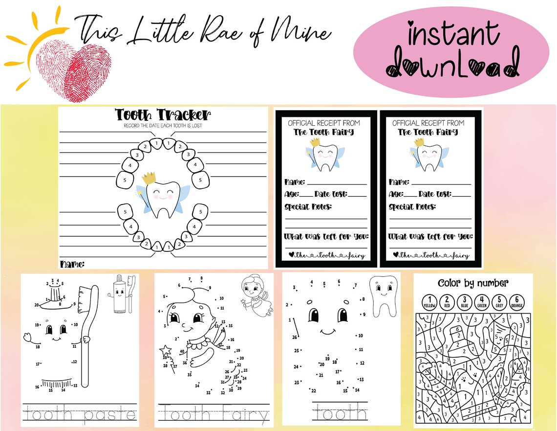Tooth Tracker and Receipt - Tooth Fairy Certificate - Printable ...