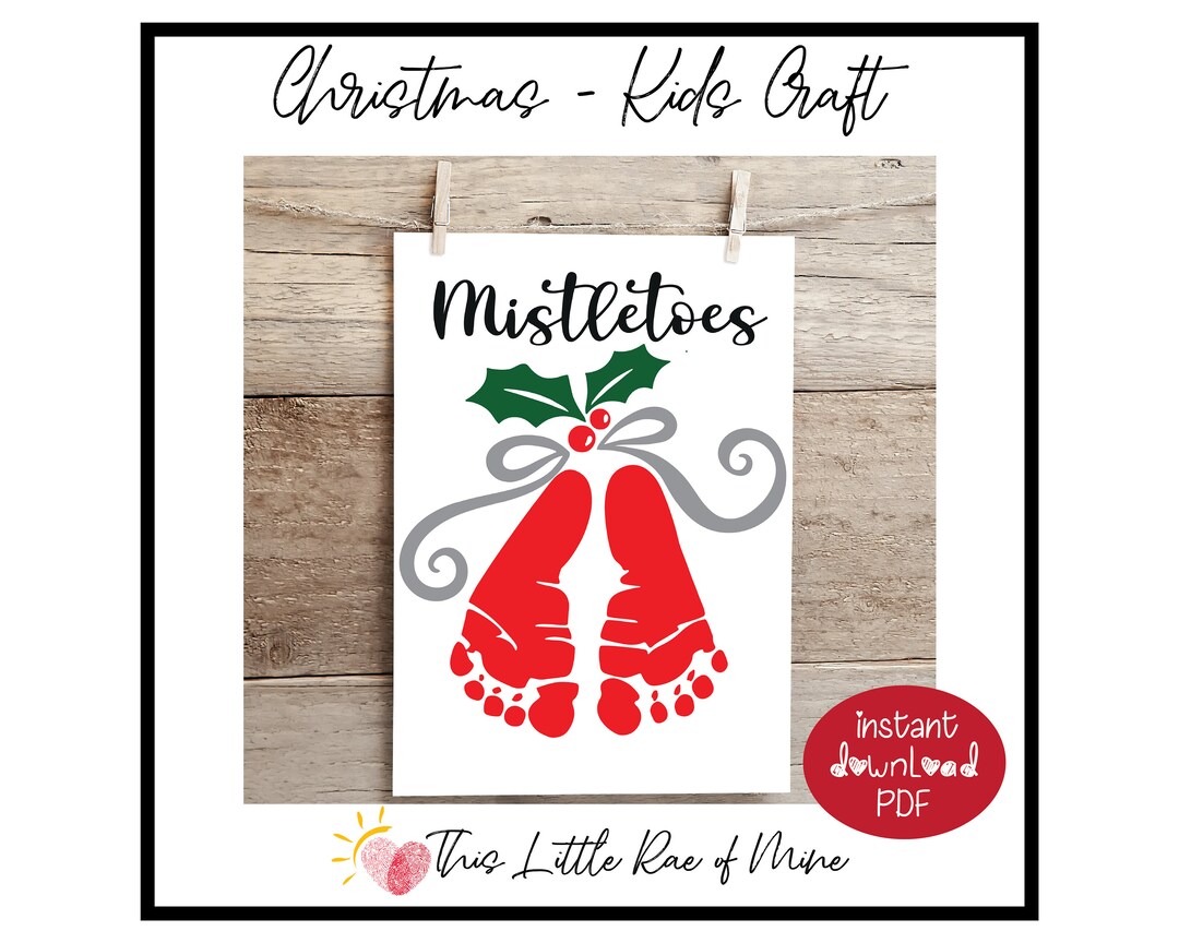 Mistletoes Merry Christmas Holly Footprint Handprint Art Keepsake ...