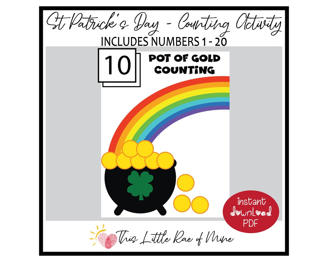 Pot of Gold Counting Mat - Numbers 1-20 - St Patrick's Day - Printable ...