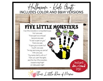 Five Little Ghosts - Halloween - Poem - Handprint Art - Keepsake ...
