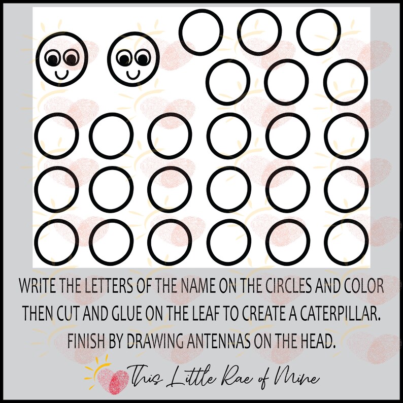 Caterpillar - Spring - Name Craft - Printable - Fine Motor Skills - No ...