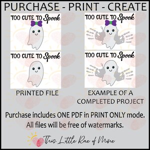 Too Cute to Spook - Ghost - Boy Girl - Halloween - October - Handprint ...