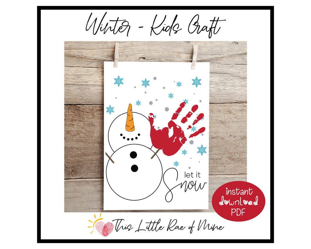 Let It Snow Snowman Snowflake Merry Christmas Handprint Art Keepsake ...