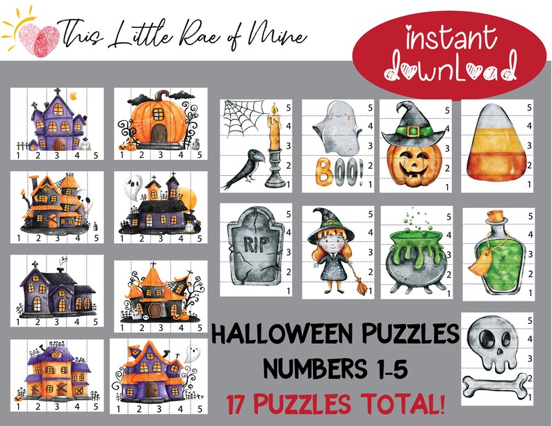 Halloween Number Sequence Puzzle Printable Autumn Math - Etsy