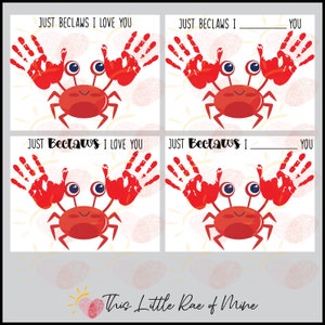 Just Beclaws I Love You - Crab - Valentine's Day Printable - Handprint ...